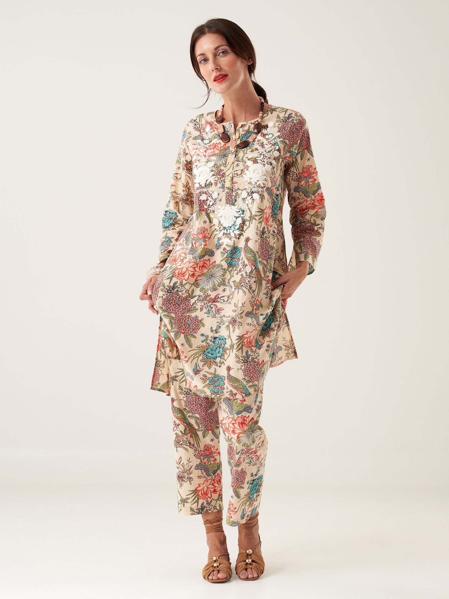 FIORI COTTON MATCHING SET, Cotton Twin Set, Palace Walk (Multi) - Ahilaya