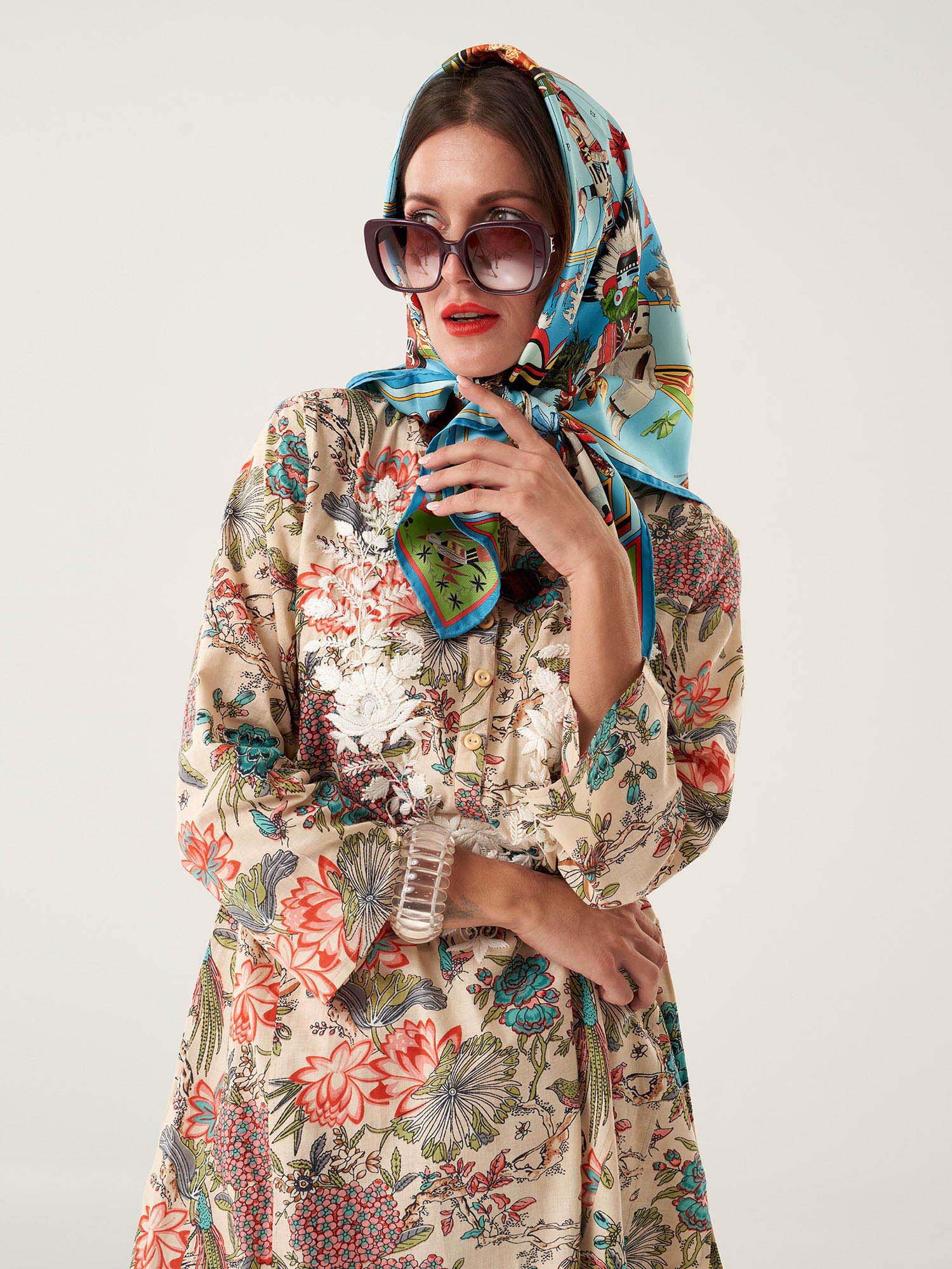 FIORI COTTON MATCHING SET, Cotton Twin Set, Palace Walk (Multi) - Ahilaya